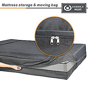 Waterproof Mattress Storage Bag for Moving and Storage - Reusable Heavy Duty Canvas Mattress Bag with Zipper and Lifting & Moving Straps (Gray, Twin)