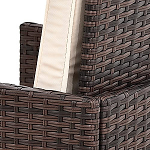 11 Piece Outdoor Garden Patio Furniture PE Rattan Wicker Dining Set Sectional Conversation Patio Set with Ottomans