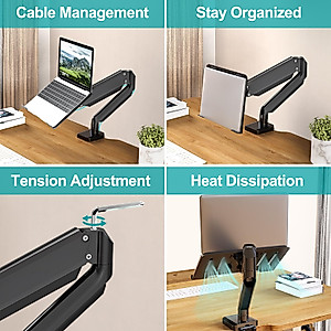 MOUNT PRO Laptop Stand Desk Mount, 2 in 1 Function Monitor Laptop Mount, Aluminum Laptop Arm Fits Max 17" Notebook and 32" Computer Screen, Single Monitor Mount with Laptop Tray, Holds up to 17.6lbs