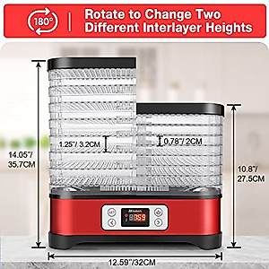 Homdox Food Dehydrator Machine, Dehydrators for Food and Jerky with Fruit Roll Sheet + 8 Trays + 400W Digital Timer and Temperature Control (95ºF-158ºF), BPA Free Red(2023 Newest)