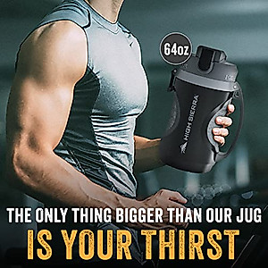 HIGH SIERRA, [BPA FREE] 64 OZ Insulated Water Jug, [Silicone Spout – NO MORE TEETH BUMPS] Built-in Fence Anchor, Keeps Iced Water Cold for Hours, EXTRA LARGE Sports Bottle, Black