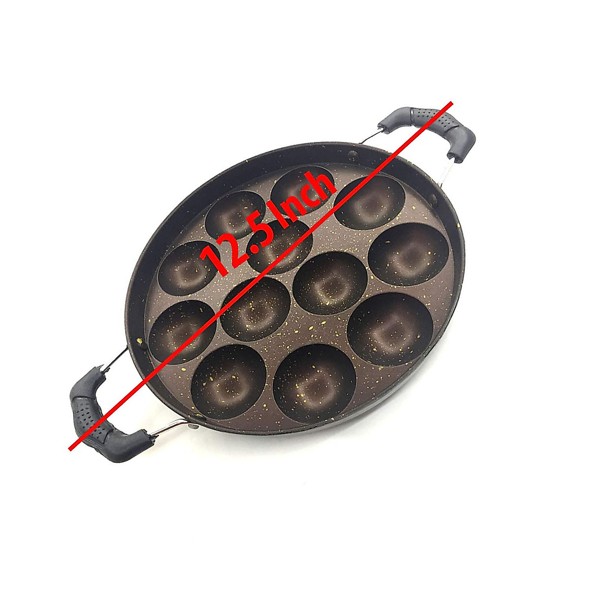 YADNEH Nonstick Appam Maker 12 Pits Aluminum Appam Patra With Stainless Steel Lid Appa Chetty Paniyaram Pan Patra 1 Spatula 1 Scrubber