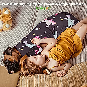 LovinPet Pet Pajamas for Dogs Large - Post-Surgical Recovery Pajamas for Big Dogs, Lightweight Pullover Dog Pajamas, Full Coverage Dog pjs, Wild Horses Galloping Print /2XL