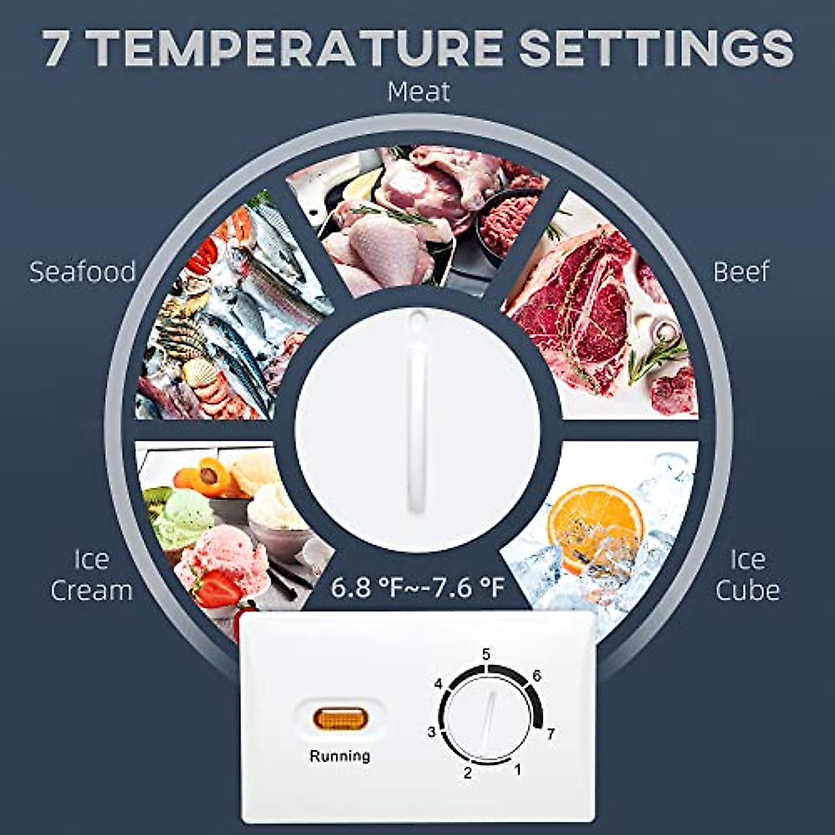 HOMCOM Compact Chest Freezer 3.5 Cubic Feet with Removable Basket, Mini Deep Freezer with Single Door 7 Temperature Setting, Drain Hole for Apartment, Kitchen, or Home Office, White