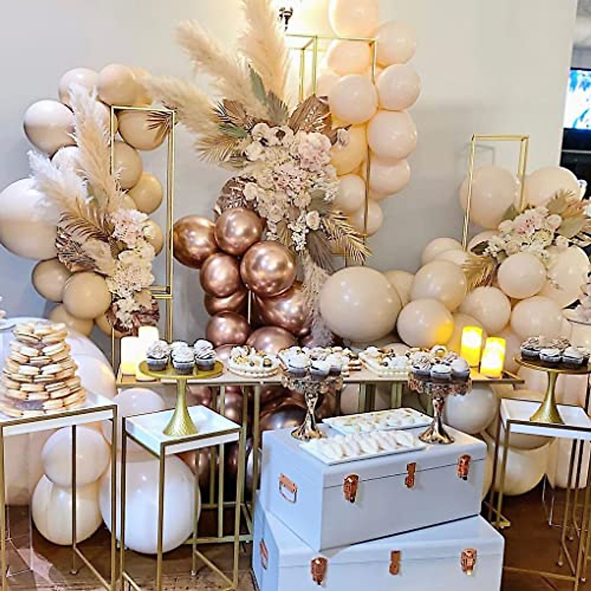 Blush Ivory Balloons Garland Kit Pastel Ivory Nude Brown Rose Gold Metallic Double Stuffed Balloons Arch kit for Bridal Engagement Baby Shower Birthdays Weddings Boho Party Decoration