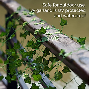 Elements Fake Ivy Garland, Poly Silk Ivy Wall decor with UV protection, Indoor Outdoor Décor for Living Room, Bedroom , Party, Wedding and Patio and Poolside, 79 Inch, 1680 Leaves, Green