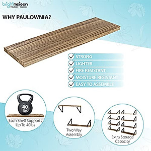brightmaison BGT Mino Floating Shelves, 17" Book Shelves for Living Room Decor, Bathroom Organizer, Kitchen, Bedroom, Burnt Finish Set of 8