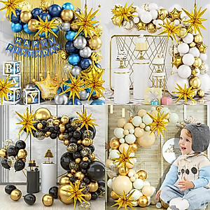 9 Pcs Gold Star Foil Balloons, Huge 4D Explosion Star Aluminum Foil Mylar Balloons, 22 inch Gold star Balloon for Birthday, Baby shower, Wedding, Graduation Decorations Supplies