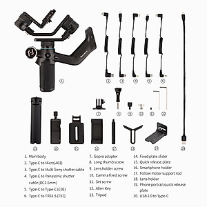 FeiyuTech Scorp Mini 3-Axis All in One Gimbal Stabilizer for Mirrorless Camera with Short Lens, Compact Cameras, Action Camera Gopro, 54-88mm Width iPhone 15 Pro, 1.3" Touch Screen, 2.6lbs Payload