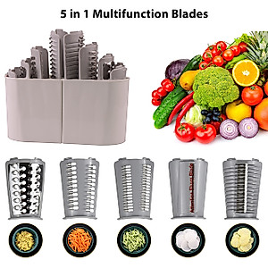 Rotary Cheese Grater and Shredder, Efficient Vegetable Cutter with Handle, 5 in 1 multifunctional Manual Mandoline Slicer for Home Use, Nuts Grinder, Durable Potato Slicer with Rubber Suction Base