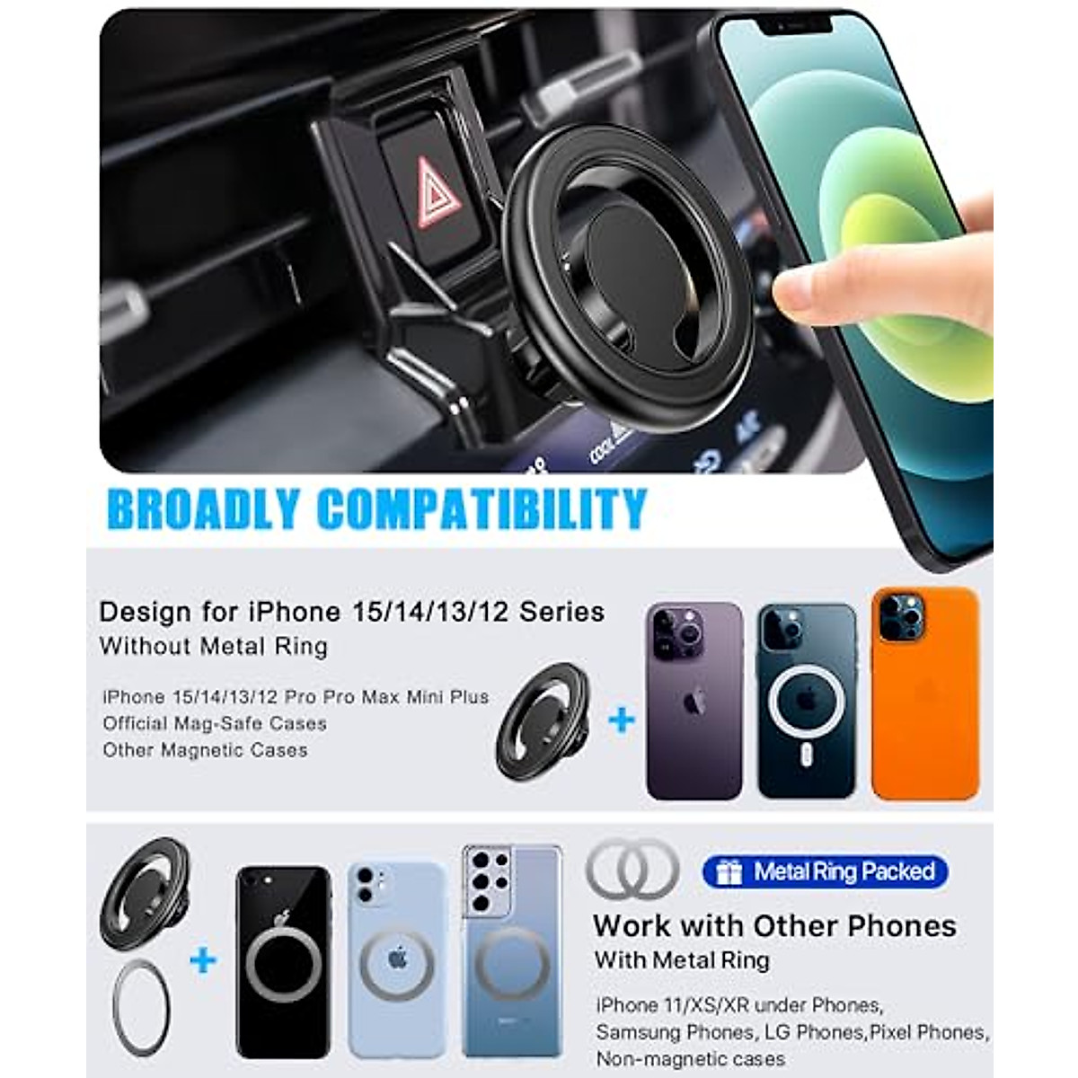 Mengfly Car Phone Holder Mount, for Toyota Corolla 2024 2023 2022 2021 2020, Air Vent Stand, Magsafe Magnetic Navigation Bracket, for Magsafe Case, iPhone 15 14 13 12 Pro Max Plus Mini, All Phones