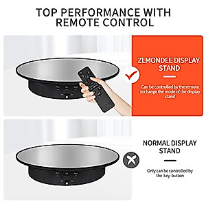 ZLMONDEE Remote Spinning Rotating Display Stand ,Motorized Rotating Turntable Platform Lazy Susan with Mirror 7.87inch/17.6lb Load for Photography Products (Black)