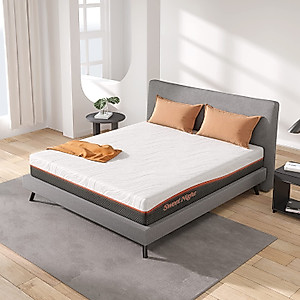 Mattress Queen, Sweetnight 8” Hybrid Mattress with Gel Memory Foam & Pocket Innerspring , Bed Mattress with Moisture Wicking Adaptive Cover, Medium Firm, Queen Size