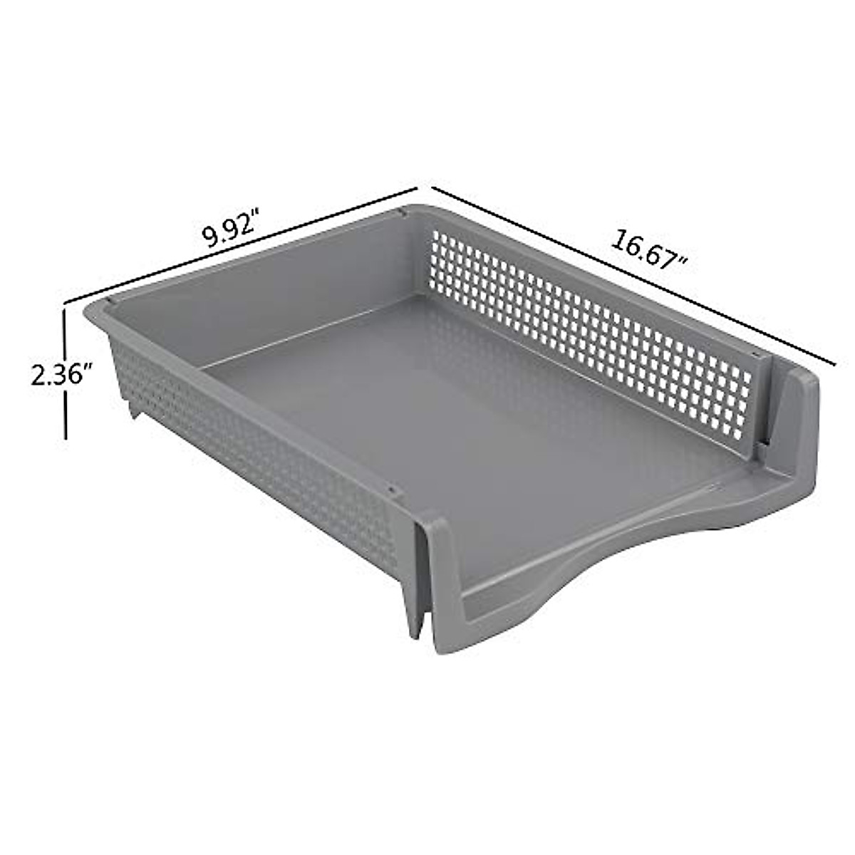 Lesbin 6-Pack Gray Plastic Stackable Paper Letter Tray