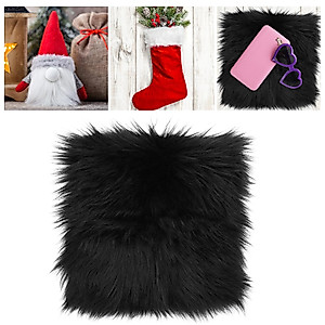 Sibba Fur Faux Locker Fabric Rug Polyester Yard Pre Cut Artificial Craft Costume Double Side Square Crafting Strips Liners Set Plush Precut Fluffy Cloth Photography Cosplay Outdoor(Black,30 cm)