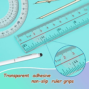 100 Pieces Ruler Grips, Transparent Strong Adhesive Silicone Ruler Rings for Quilting Rulers Quilt Templates for Sewing Rulers Quilting Templates 3/4 Inch and 1/4 Inch