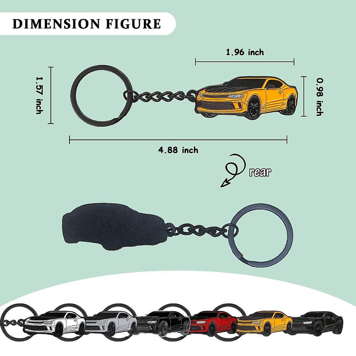 glahorse For Chevy Camaro Keychain，For Chevy Camaro Accessories 2010-2020，Metal Keychain (Yellow)