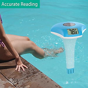 Hofun Digital Pool Thermometer Floating Easy Read, IPX-8 Waterproof, Solar Powered Digital Temperature Gauge for Swimming Pools, Spa, Hot Tubs, Aquarium