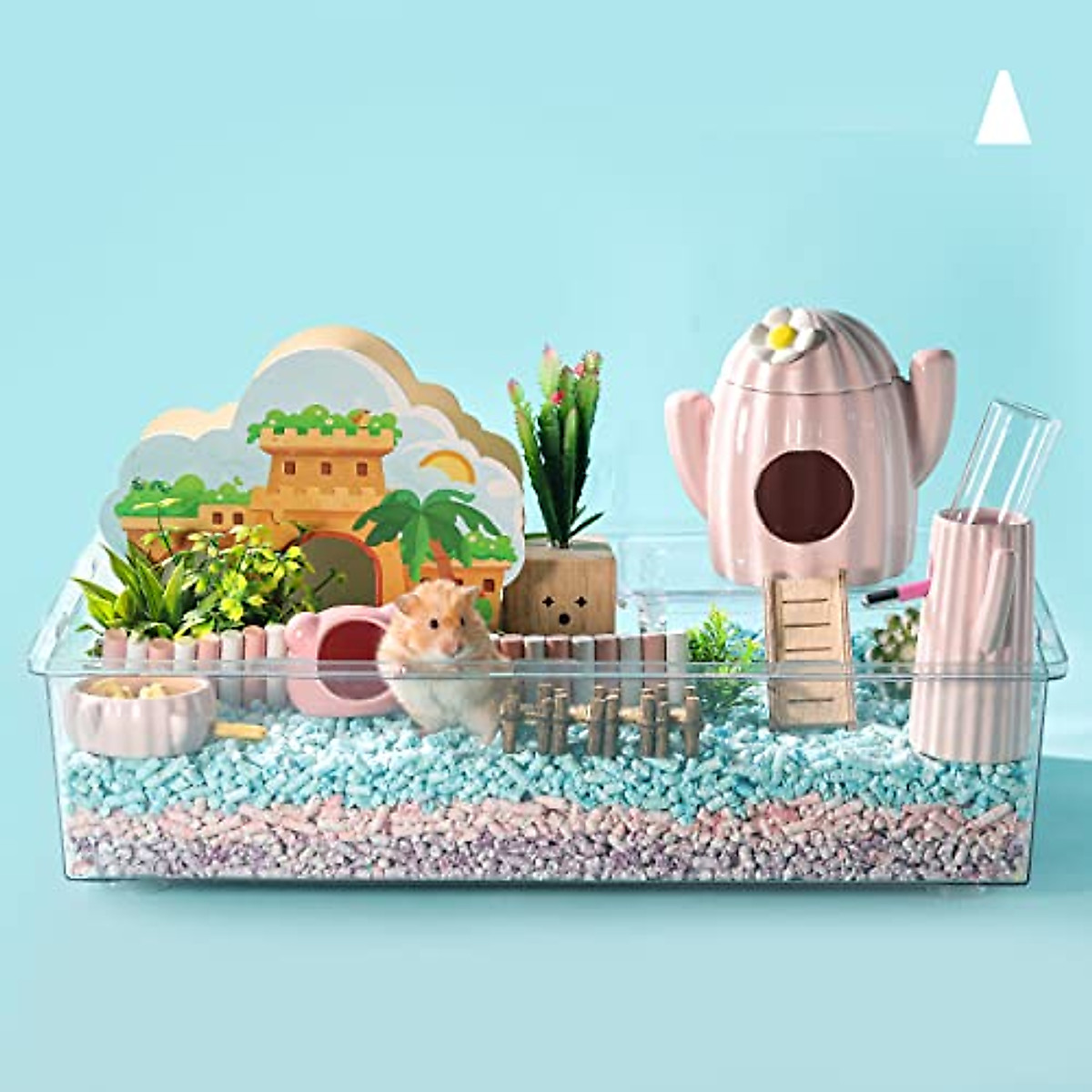 BUCATSTATE Paper Litter for Small Animals 1KG/2.2LBS, Absorbent Hamster Bedding Guinea Pig Rabbit Pellets Odor Control Dust Free for Reptile, Birds (Blue)