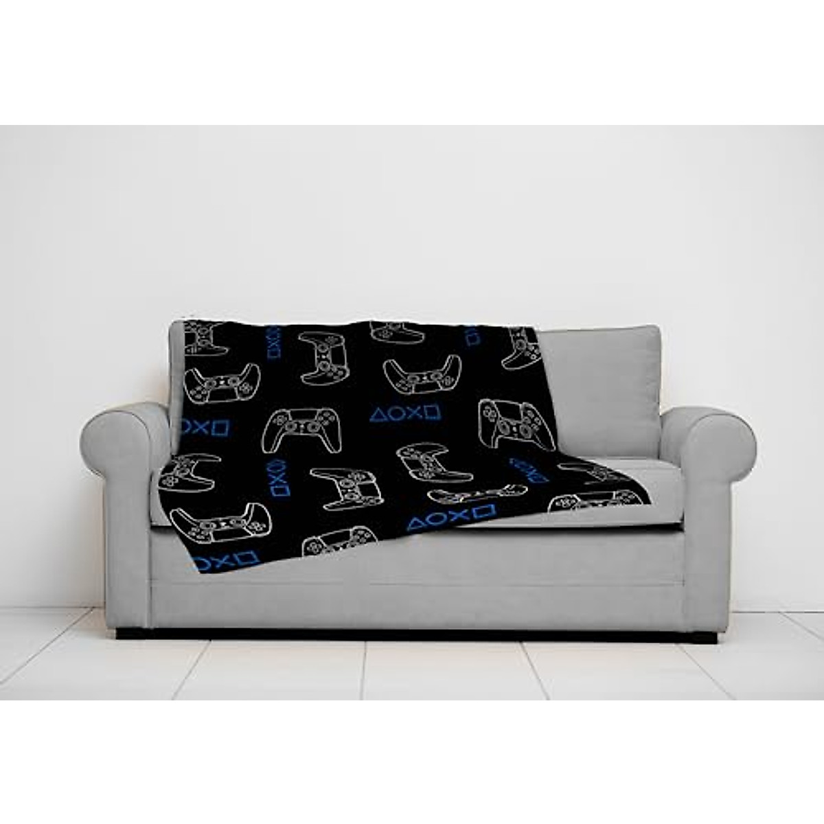 PlayStation Controller Throw Blanket - Measures 46 x 60 Inches - Kids Super Soft Fleece Gamer Bedding
