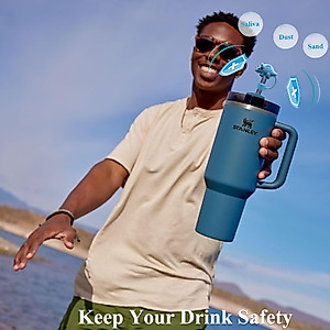 Amreich Dinosaur Straw Cover Cap for Matcha Cream Stanley Cup Accessories - Silicone Cute Straw Topper for Boys 30 40 Oz Tumblers 10mm Straw Cover Protector