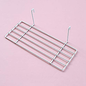 LIOOBO Grid Wall Shelves, Wire Straight Shelf with Hooks, Hanging Shelf for Wall Grid Panel, Wall Organizer for Home Supplies, 10 L x 4 D, White