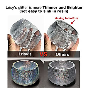 Lrisy Holographic Extra Fine Glitter Powder with Shaker Lid, Craft Glitter Sequins for Epoxy Resin, Slime,Tumblers,Nail&Painting Arts 140g/4.5oz (Ultra Thin Holographic Silver)