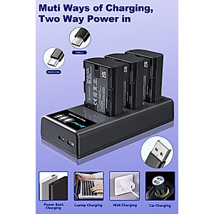 Artman 3-Pack 2750mAh LP-E6 LP-E6N Batteries and 3-Slot LCD Charger Compatible With Canon EOS R6 R5 R 90D 80D 70D 60D 60DA 6D 6D Mark II 5D Mark II/III/IV 5DS 5DS R 7D 7D Mark II XC15 XC10 BMPCC 4K/6K