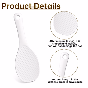 6 Pcs White Plastic Rice Paddle Non Stick Standing Rice Spoon Heat Resistant Rice Cooker Spoon Large Plastic Rice Spatula 7.5 Inch