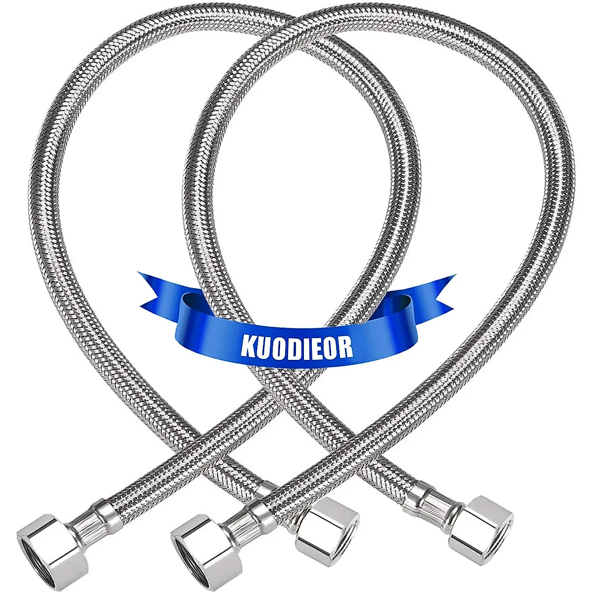 Universal Flexible Faucet Hose Connector, 12-Inch x 3/8" Comp x 1/2" FIP, Premium Braided Stainless Steel Faucet Water Supply Line for Kitchen Bathroom Sink Faucet (2-Pack)