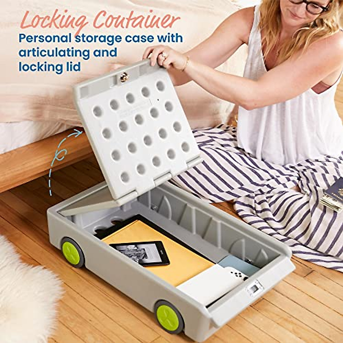 ECR4Kids Lock and Roll Personal Safe, Travel Lockbox, Grey