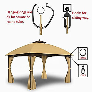 PROTUNE OUTDOORS 10-ft x 12-ft Gazebo Curtains,Privacy Sidewall Set 4-Panel Universal Replacement Shade Curtains Set,Protecting Side Walls (Only Curtain)-Khaki