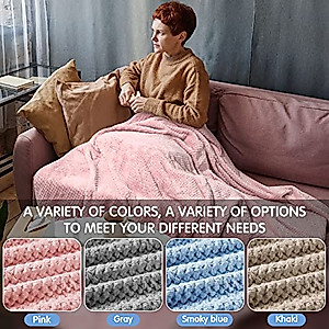 4 Pcs Large Throw Blanket for Bed Couch Waffle Textured Soft Fleece Blanket Winter Fuzzy Baby Blanket, Cozy, Lightweight, Warm, Plush, 50 x 70 Inches, 4 Colors