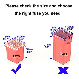 Gebildet 12pcs 12V-24V Automotive Low Profile Jcase Box Shaped Assorted Fuse for Trucks,Cars and SUV,Boat(20A/25A/30A/40A/50A/60A,Each 2pcs)