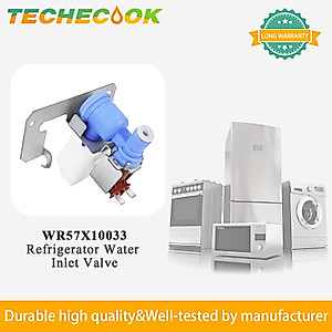 WR57X10033 Refrigerator Water Inlet Valve with Guard by Techecook - Fit for GE Hotpoint Kenmore Refrigerator - Replaces AP3189335 914151 SWR57X0090 SWR57X0093