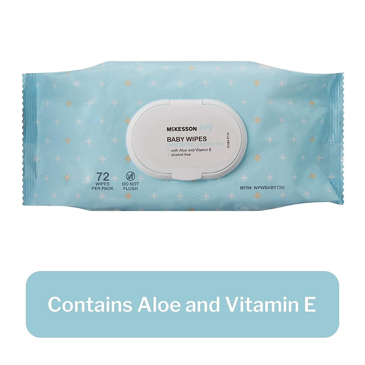 McKesson Baby Wipe with Aloe and Vitamin E, Unscented, Alcohol-Free, 72 Wipes, 1 Pack