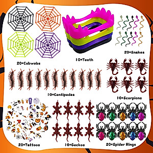 GOAUS Halloween Party Favors 20 Pack, Coffin Box Treat Goodie Bag Bags, 240 Pcs Toys Bulk Non-Candy Treats for Trick or Treat, Halloween Crafts, Kids Prizes Classroom Basket Stuffers