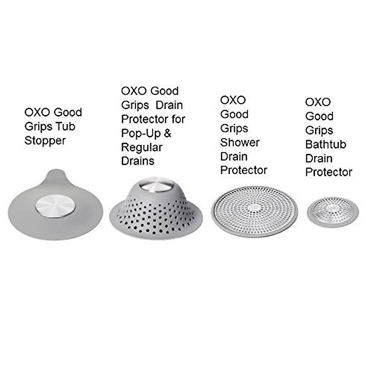 OXO Good Grips Silicone Shower & Tub Drain Protector, Gray