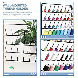 VICASKY Spools Thread Rack Metal Thread Holder Organizer with Hanging Hooks for Embroidery Quilting and Sewing Threads Black