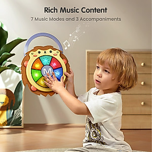 TUMAMA Baby Musical Drum Toy, Light Up Toys Electronic Music Sound Baby Toys Toddler Musical Instruments Light up Game Baby Sleep Soother Toy Christmas Birthday Gifts for Boy Girls Kids 2 3 Years