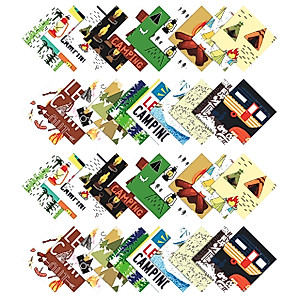 Soimoi Precut 10-inch Camping Prints Cotton Fabric Bundle Quilting Squares Charm Pack DIY Patchwork Sewing Craft- Multicolor