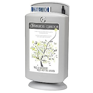 Safco Products Customizable Suggestion Box 4233GR with 25 Suggestion Cards, Secure Collection & Customizable Display, Gray,Display Area 5 1/2'W x 8 1/2'H