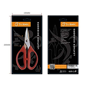 Leather Scissors. Small, Sharp Stainless Steel Durable Blades - Effortless Cutting - Large Comfortable Shears for Crafting, Sewing, Clay Bead Kit, Tailor, Belts, Fabric, Cotton, Cloth, Office, Home
