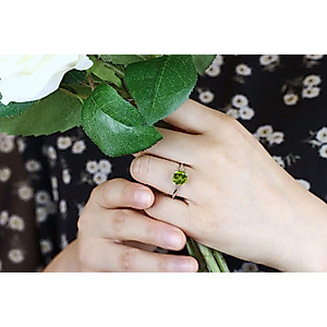 Gem Stone King 925 Sterling Silver & 10K Rose Gold 8MM Cushion Gemstone Birthstone Engagement Ring | Wedding Anniversary Promise Ring For Women | Size 5,6,7,8,9