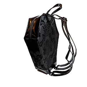 Madame Mistress Damask Black PVC Coffin Backpack by Rock Rebel
