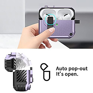 for AirPods Pro 2 Case, AirPods Pro 2nd Generation Case 2022 with Secure Lock Clip Hard AirPods Pro 2nd Cover Keychain for Men Women, Full Body Shockproof Protective Case for AirPods Pro 2nd-Purple