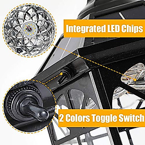 GYDZ Solar Post Light Fixture Outdoor Solar Pier Light, Solar Lamp Post Light for Garden, Patio, Vintage Design Die Cast Aluminum Post Light in Oil-Rubbed Black with Clear Glass, Hard Wired Available