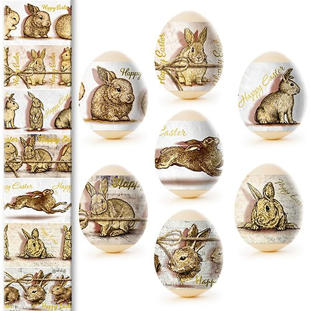 Ukrainian Thermo Heat Shrink Sleeve Decoration Easter Egg Wraps Pysanka Set - for 7 Easter Eggs (Rabbits)