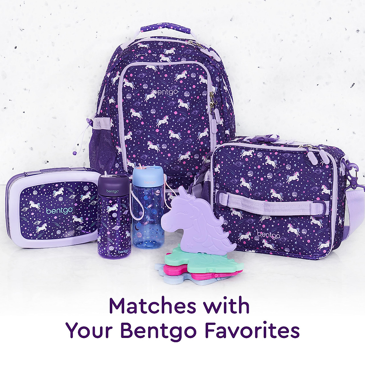 Bentgo® Kids Water Bottle (Unicorn & Lavender Galaxy - 2 Pack)