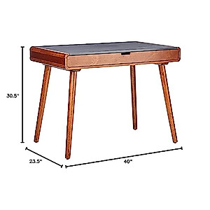 Christopher Knight Home Peninah Mid-Century Rubberwood Writing Desk, Charcoal Grey / Medium Brown